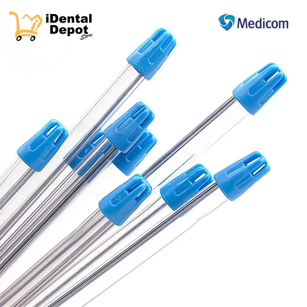 EYECTORES DESECHABLES CON 100 MEDICOM TRANSPARENTE CON AZUL | idental